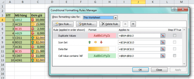 Định Dạng Theo điều Kiện Conditional Formatting Cf Trong Excel TỰ