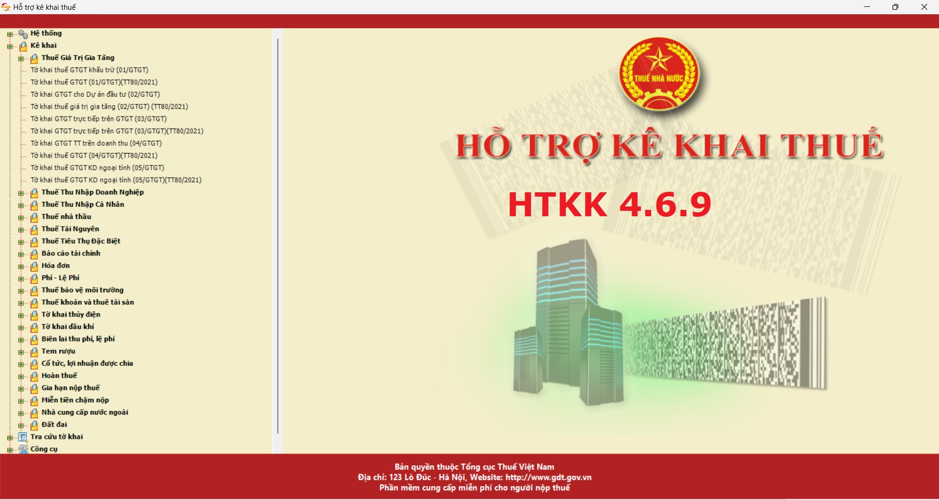 Tải phần mềm HTKK 4.6.9 ngày 18/02/2022 Tổng Cục Thuế